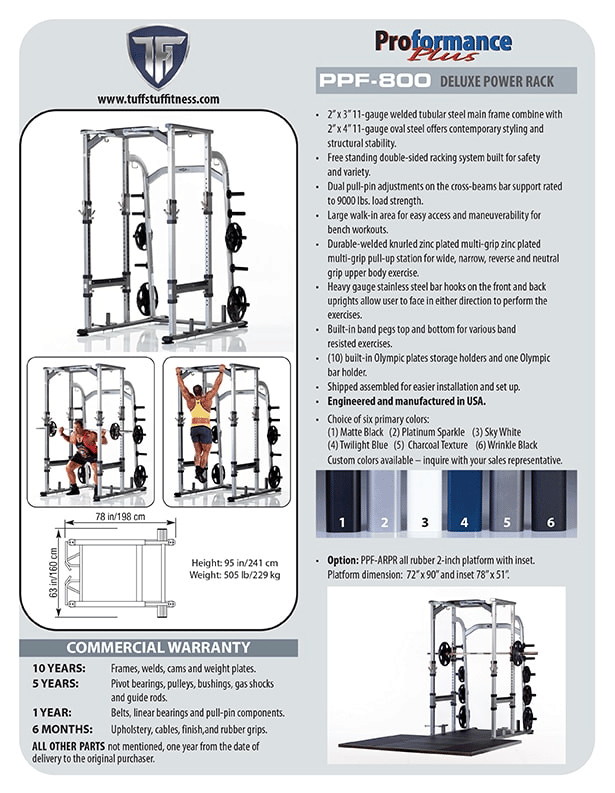 TuffStuff Proformance Plus Power Cage Rack | Gym Solutions